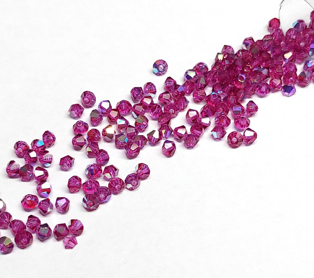 Preciosa 3mm Fuchsia AB, Crystal Bicone - 36 Pieces - Etsy