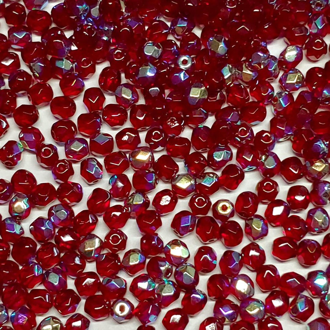 4mm Fire Polish Garnet AB Czech Glass Faceted Round-50 Beads - Etsy
