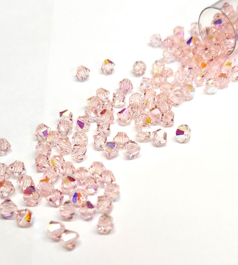 Preciosa 4mm Light Rose AB, Crystal Bicone - 36 Pieces - Etsy