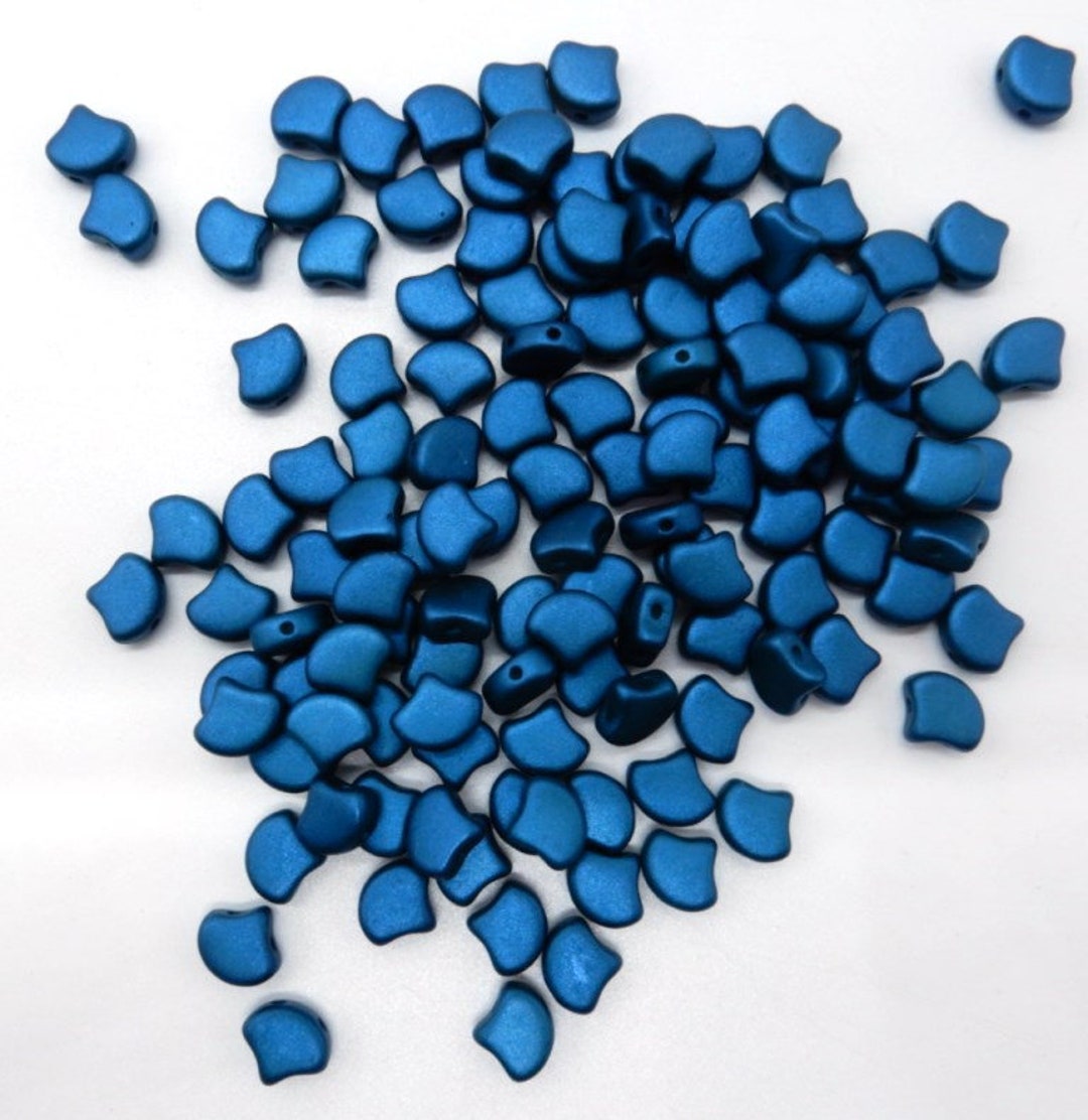 Ginko Bead Chatoyant Shimmer Teal, 2-hole Czech Glass 7.5x7.5mm, 02010 ...