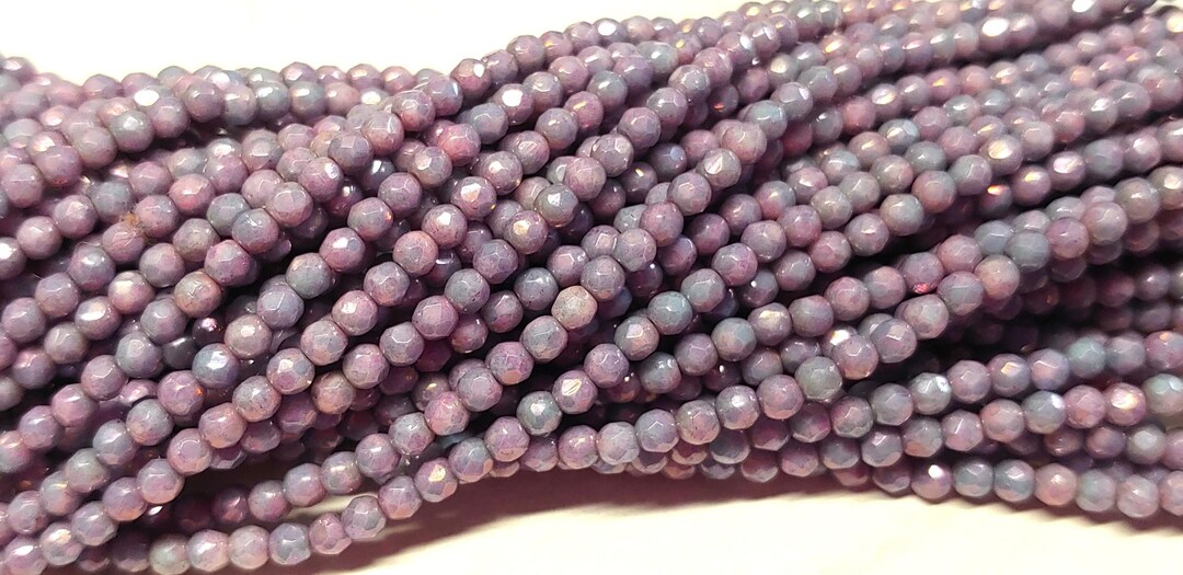 3mm Fire Polish Opaque White Nebula Czech Faceted Glass Beads-50 Beads ...