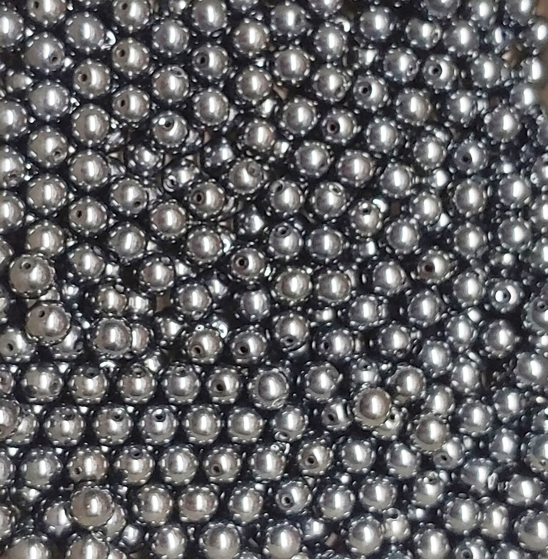 6mm Round, Jet Hematite Glass Beads, 23980/14400 - 25 Beads - Etsy