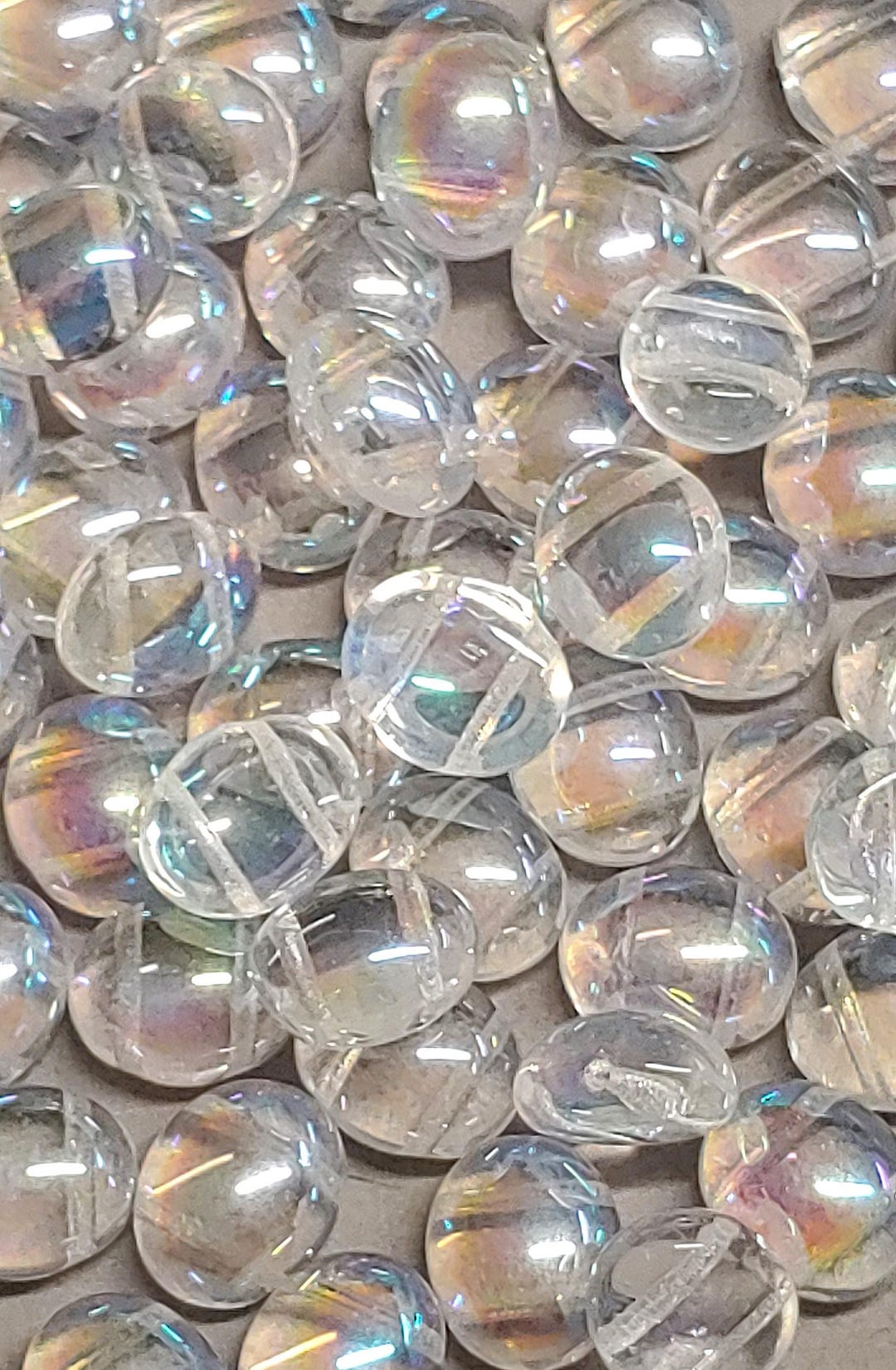 Candy Oval Crystal AB, 10x12mm 2-hole Cabochon, Czech Glass, Qty 12 - Etsy