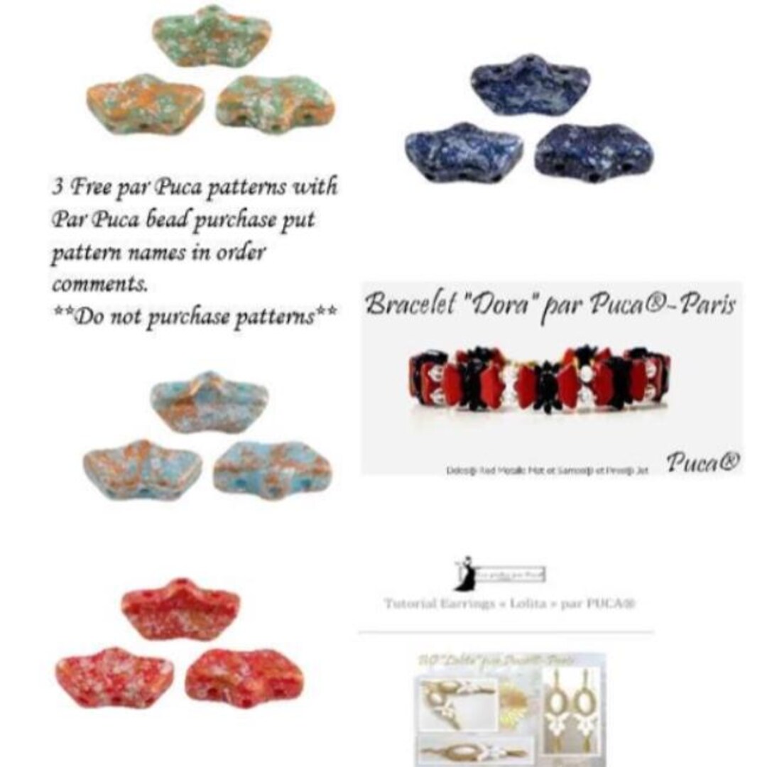 Delos Tweedy 4 Colors Par Puca ®-paris® 3-hole 6 X 11mm-25 Beads**see ...