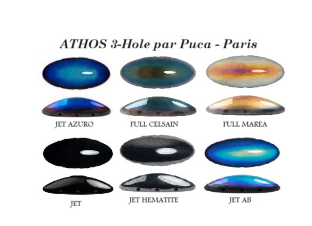 Athos® Par Puca® Paris, 3 Hole Oval Cabochon 20x10x6mm, 6 Color Choices ...