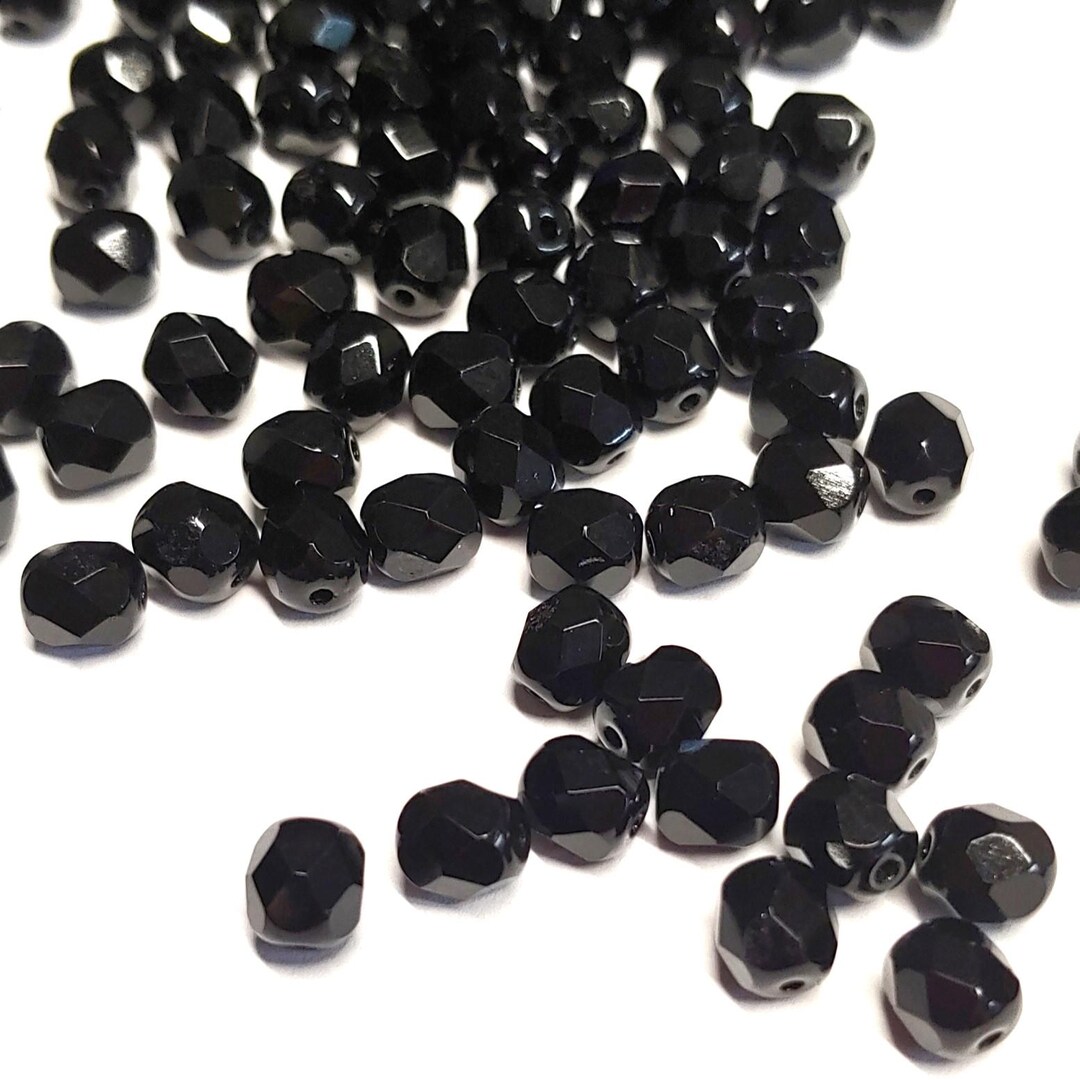 6mm Fire Polish Jet, Czech Glass Faceted Round Bead, 23980-25 Beads - Etsy