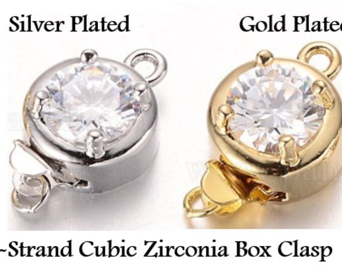 Box Clasp Cubic Zirconia, 1-strand Clasp, 10mmx15.5mmx7.5mm, Silver ...