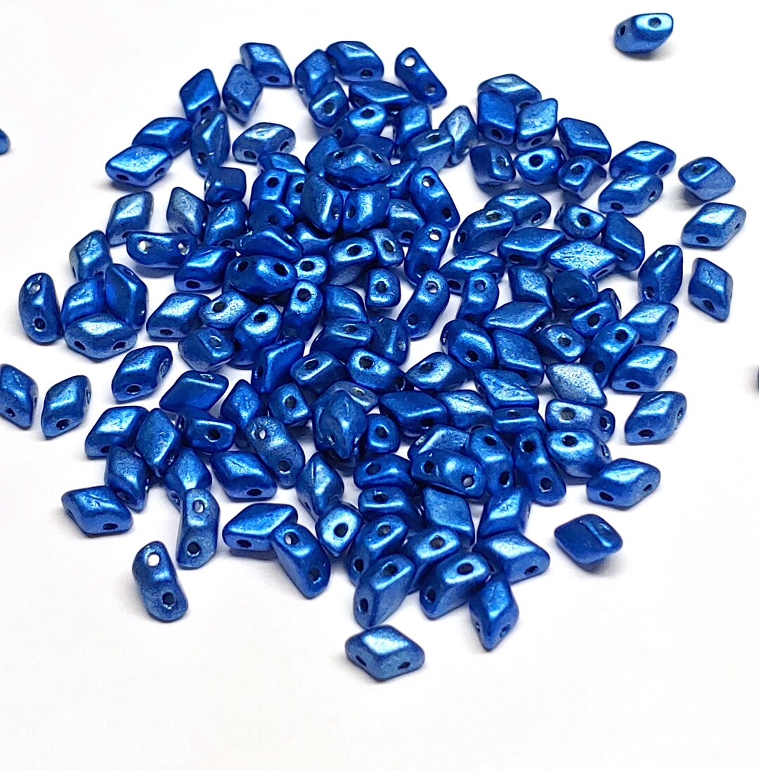 Mini Gemduo Metalust Crown Blue, 2-hole Matubo Czech Beads 6x4mm, 50 ...