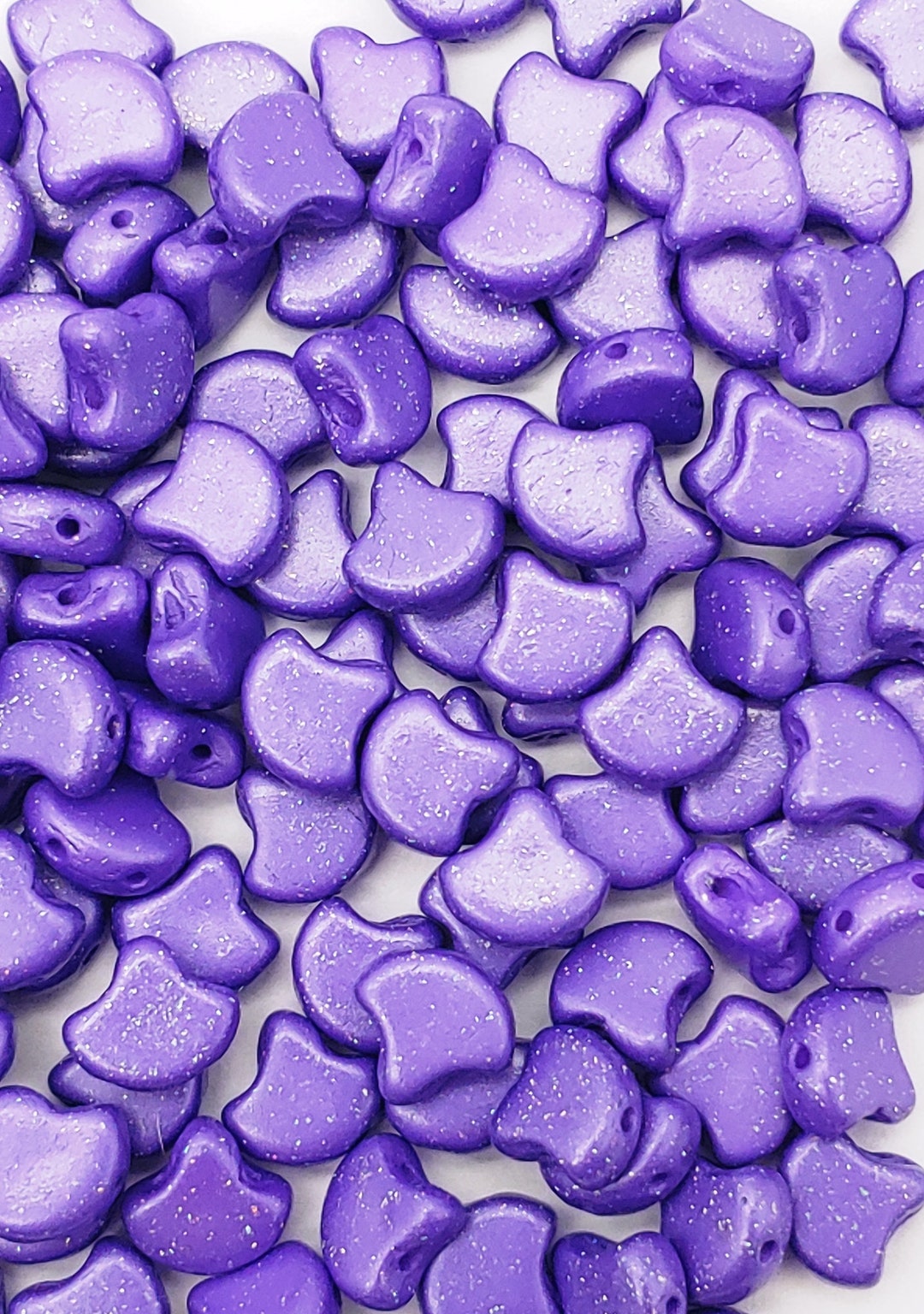 Ginko Bead Stardance Ultra Violet, 2-Hole Czech Glass 7.5x7.5mm, 25441 ...