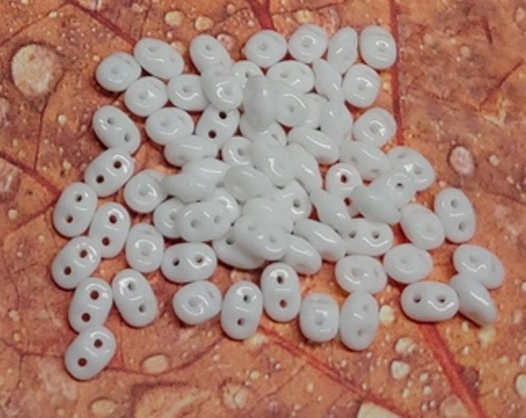 Superduo Chalk White, 2 Hole Bead 2.5x5mm Czech Glass Beads, 10 Grams ...
