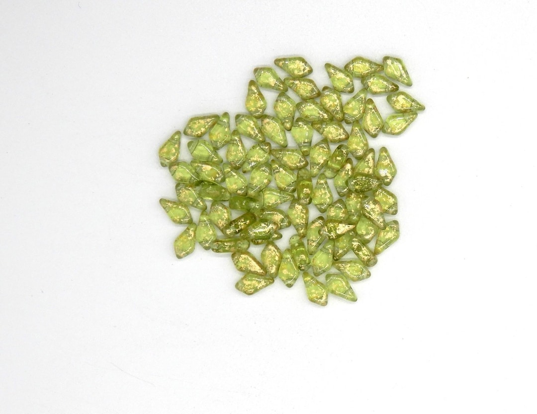 Kite Bead Gold Splash Olivine, 2-hole Czech Glass 9x5mm, 50230-94401-30 ...