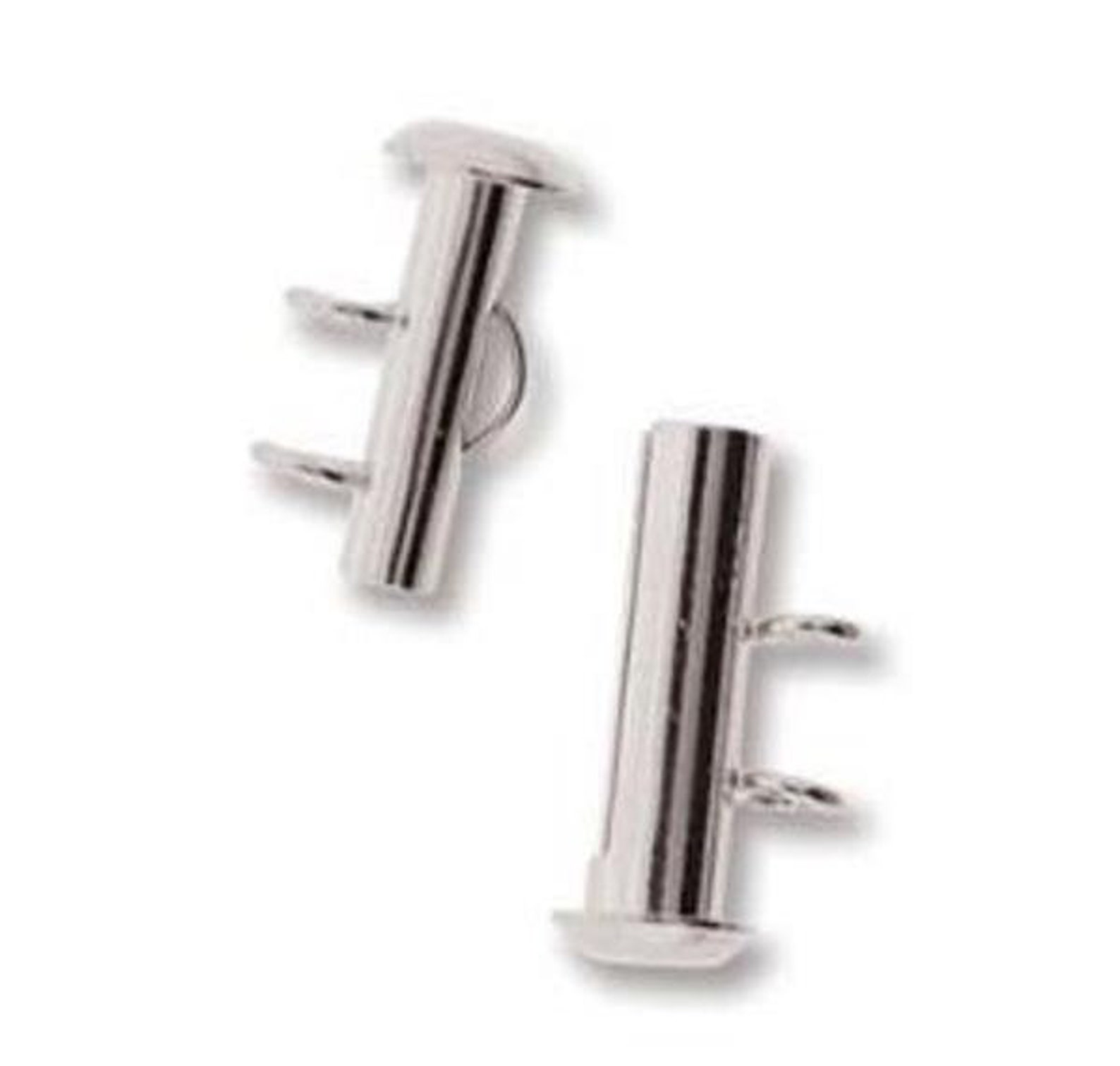 Slide Clasp 2 Strand VERTICAL LOOP, Nickel-free Silver Plated CLSP418SP ...