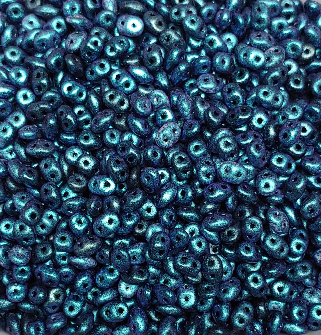 Superduo Polychrome Dark Capri Blue, 2 Hole Bead 2.5x5mm Czech Glass ...