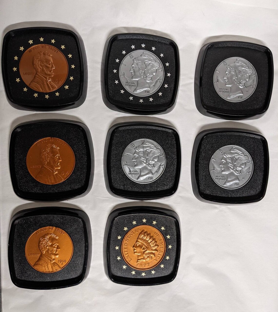 Rare 1970s Plastic Coasters Coin Collector Numismatist 1914D Lincoln ...