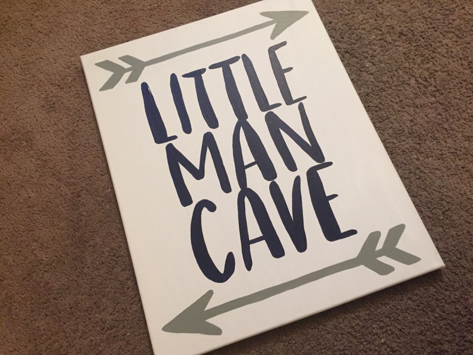 Little Man Cave Sign, Baby Boy Sign, Nursery Decor, Hand Painted Canvas ...
