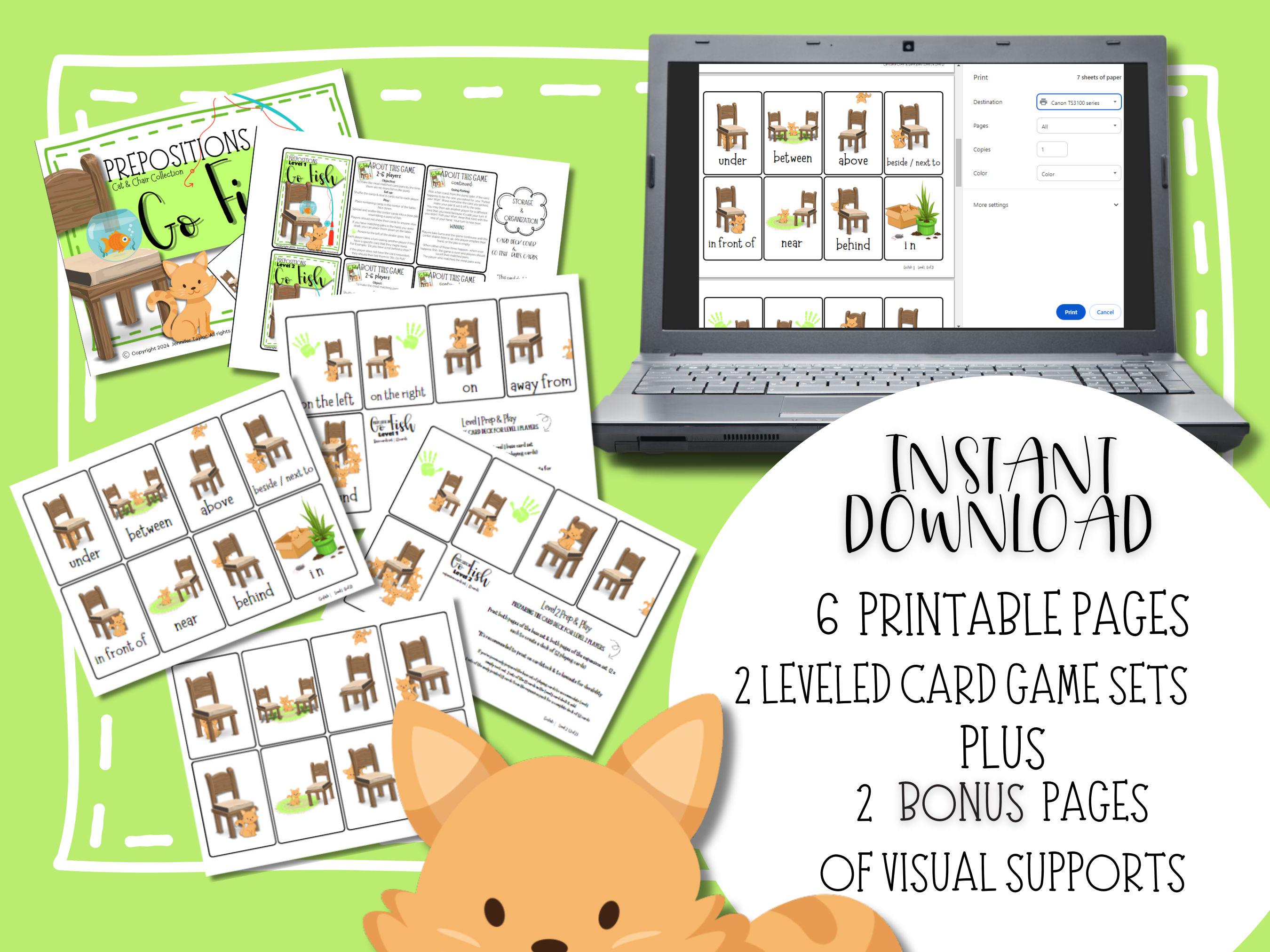 Printable Prepositions Card Game for Kids - Go Fish Inspired Learning ...