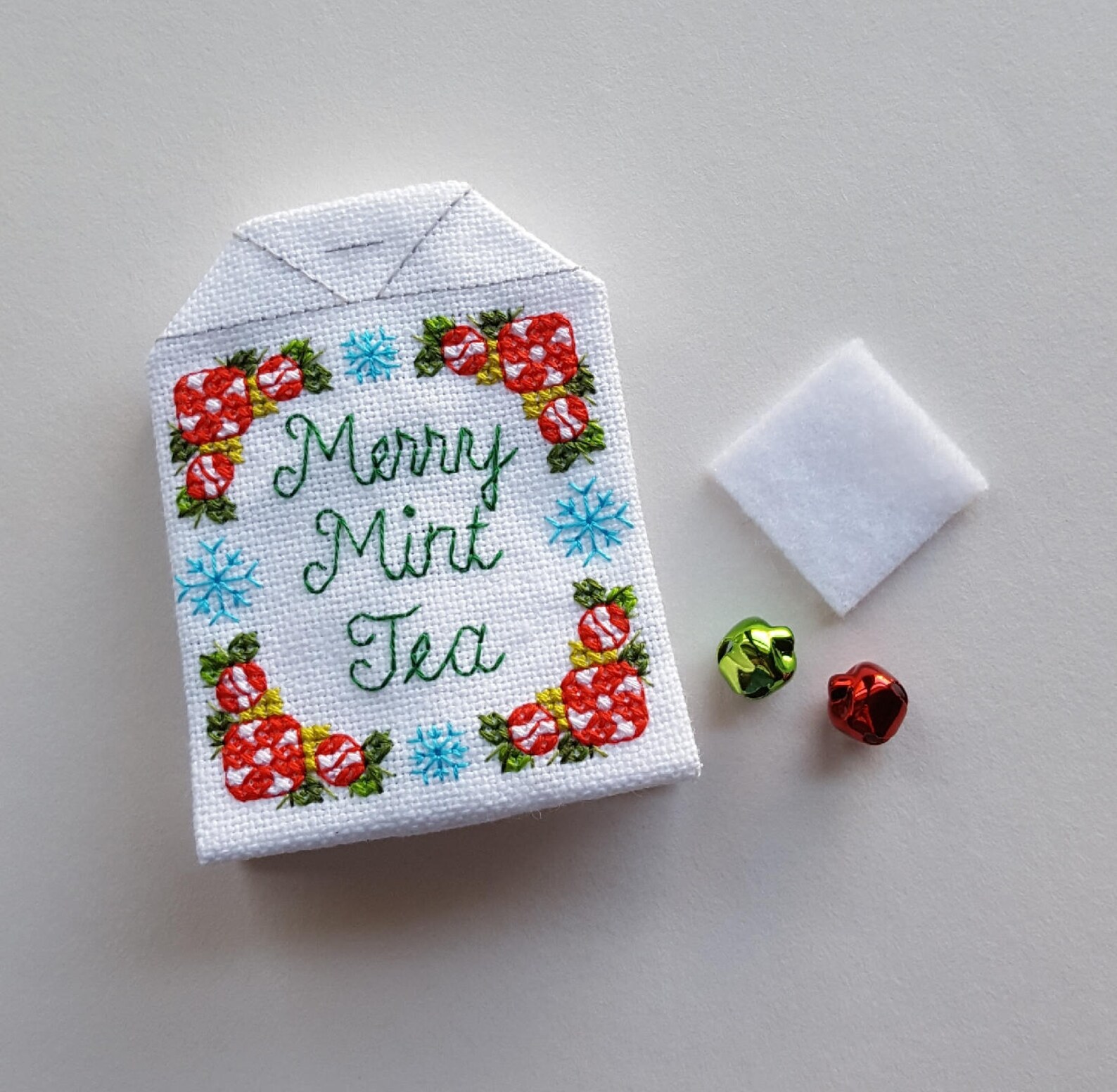 Merry Mint Tea Bag Sachet cross stitch pattern only. | Etsy