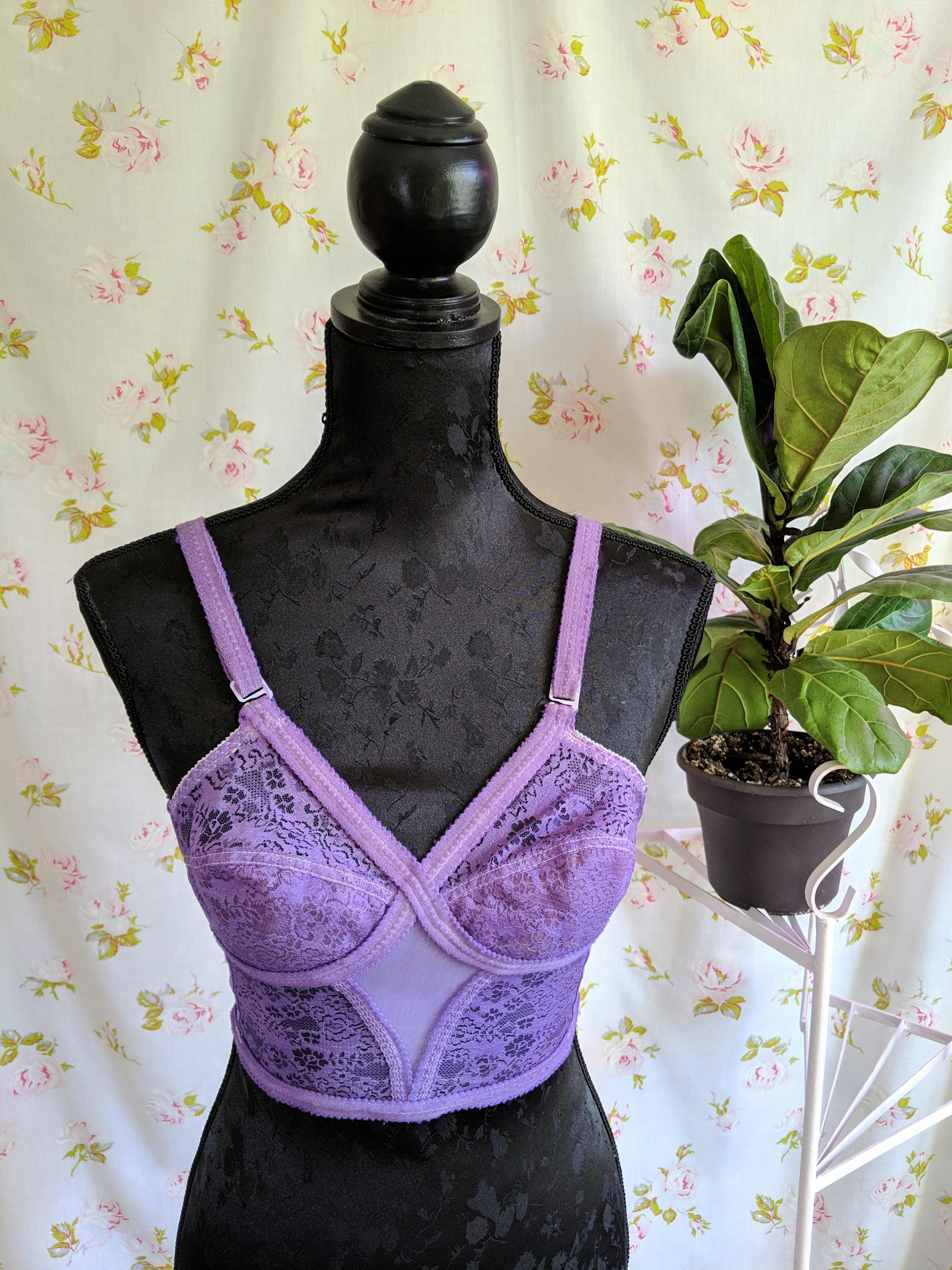 KA'ENA - Vintage Longline Bullet Bra, Hand-dyed Violet Purple Shapewear ...