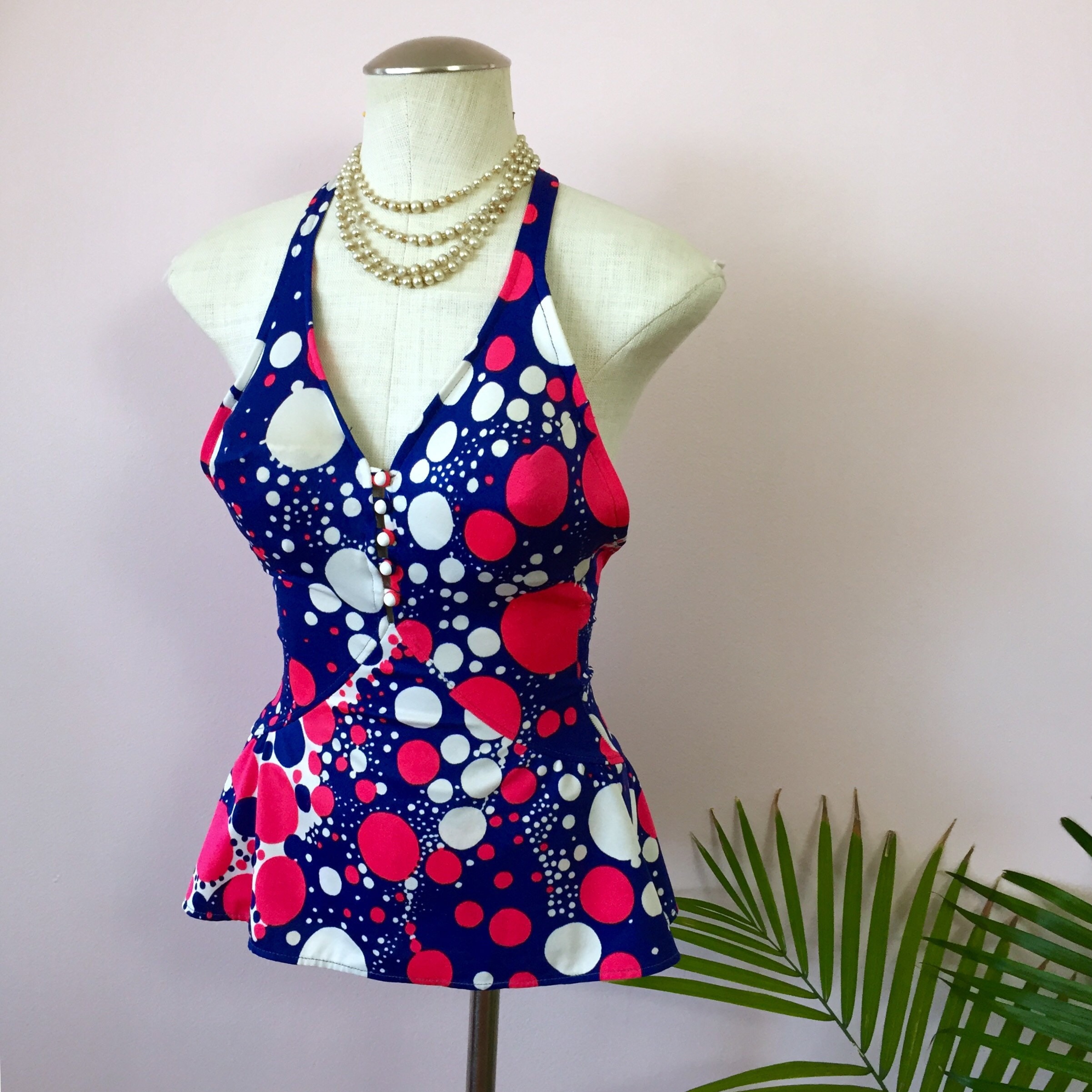 JANTZEN PSYCHEDELIC SWIMSUIT - Vintage Skirted Bathing Suit, Bright ...