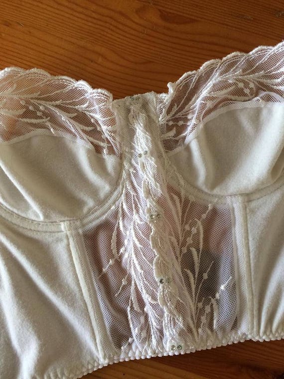 BESS - vintage longline bra, soft cotton and sheer la… - Gem