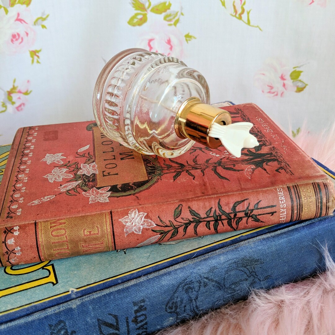 BIRD PERFUME BOTTLE - Vintage Glass Parfum Bottle, White Plastic Bird ...