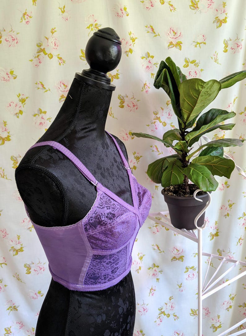 KA'ENA - Vintage Longline Bullet Bra, Hand-dyed Violet Purple Shapewear ...