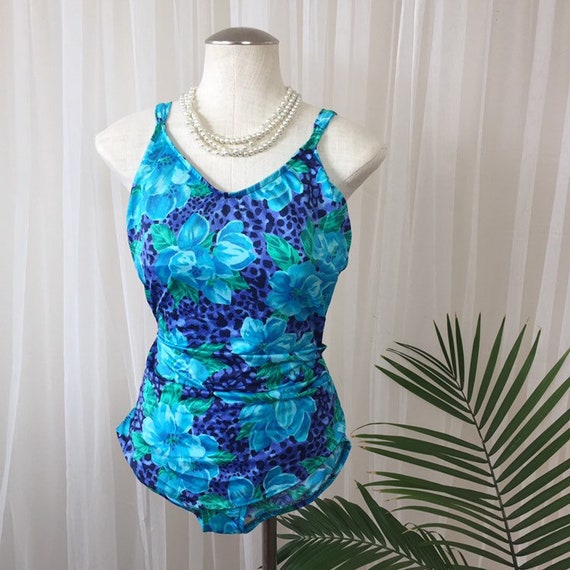 BLUE LEOPARD SWIMSUIT - vintage bombshell bathing sui… - Gem