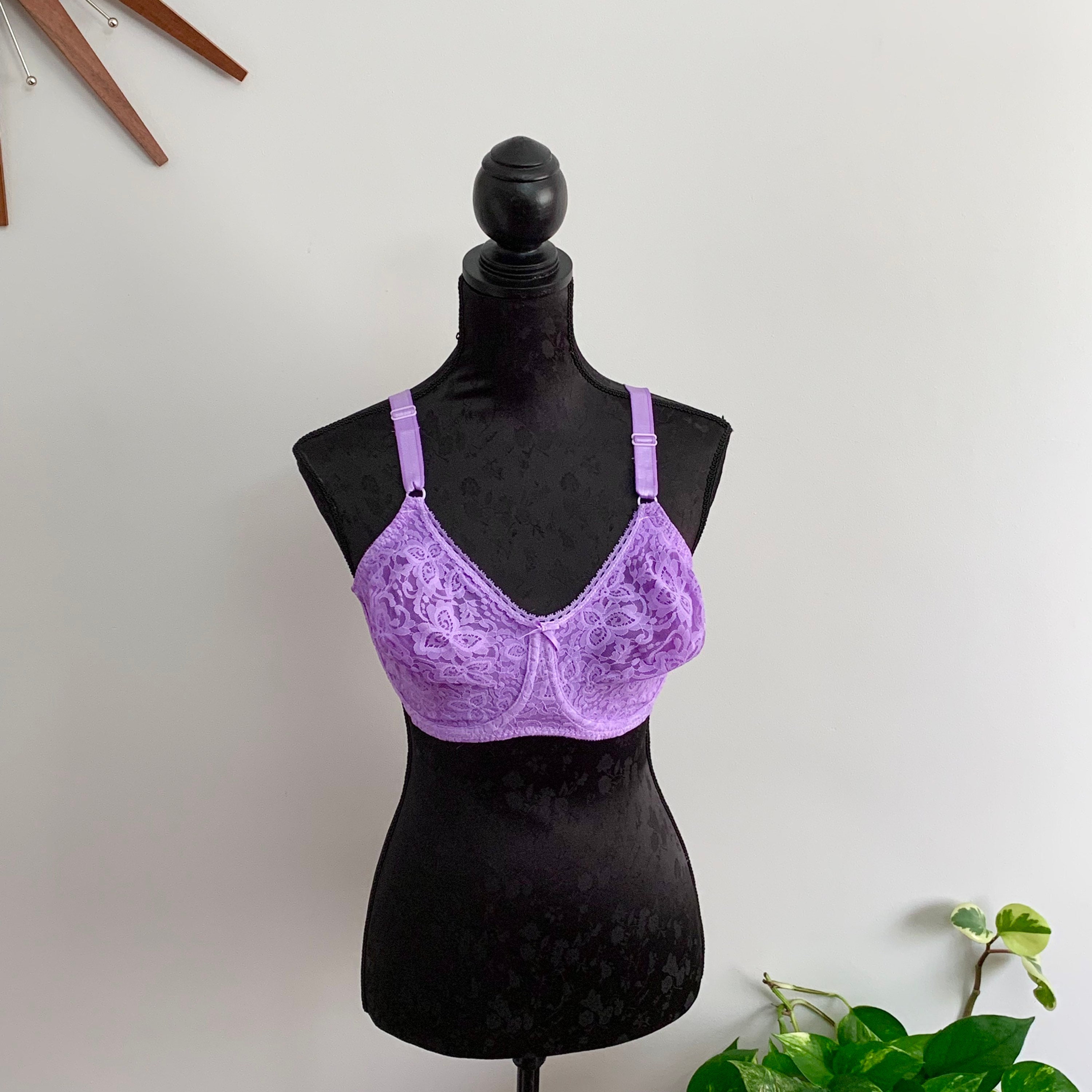 JOAN Vintage Purple Lace Bra Hand-dyed Cool Violet Lacy - Etsy