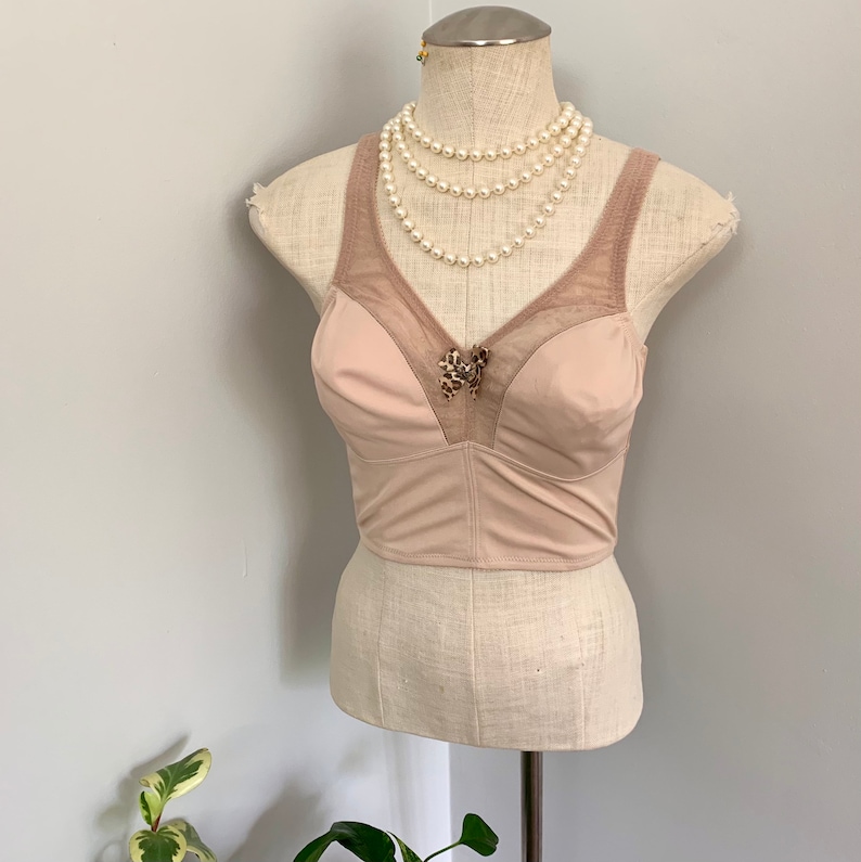 PHOEBE - Vintage Ivory Longline Bra, Leopard Print Bows, Bullet Soft ...