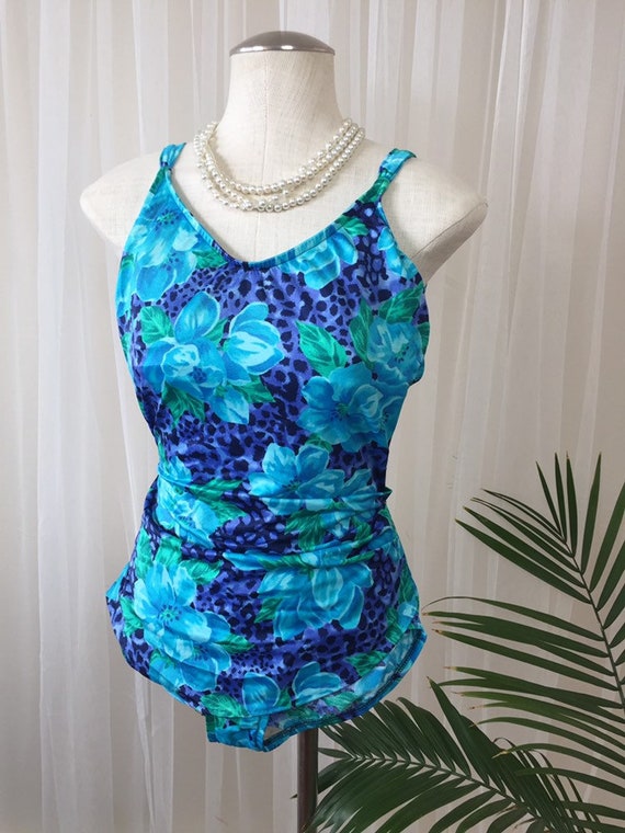 BLUE LEOPARD SWIMSUIT - vintage bombshell bathing sui… - Gem