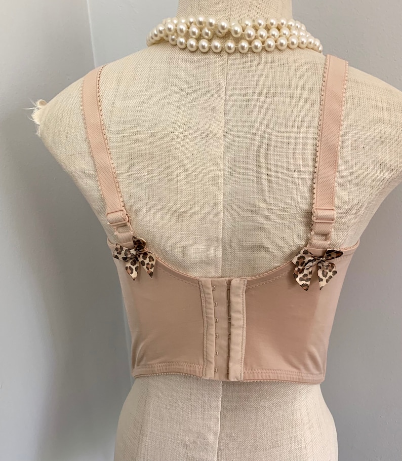 PHOEBE - Vintage Ivory Longline Bra, Leopard Print Bows, Bullet Soft ...
