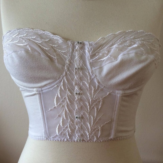 BESS - vintage longline bra, soft cotton and sheer la… - Gem