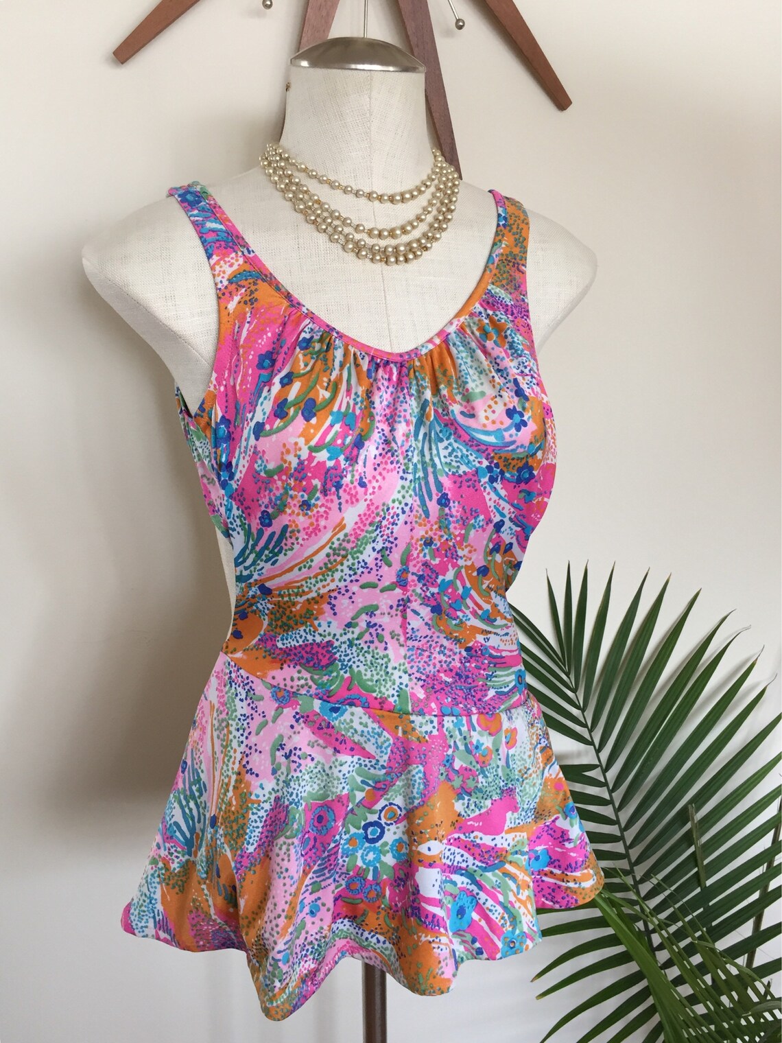 VINTAGE PSYCHEDELIC SWIMSUIT - One Piece Pinup Bathing Suit, Bright ...