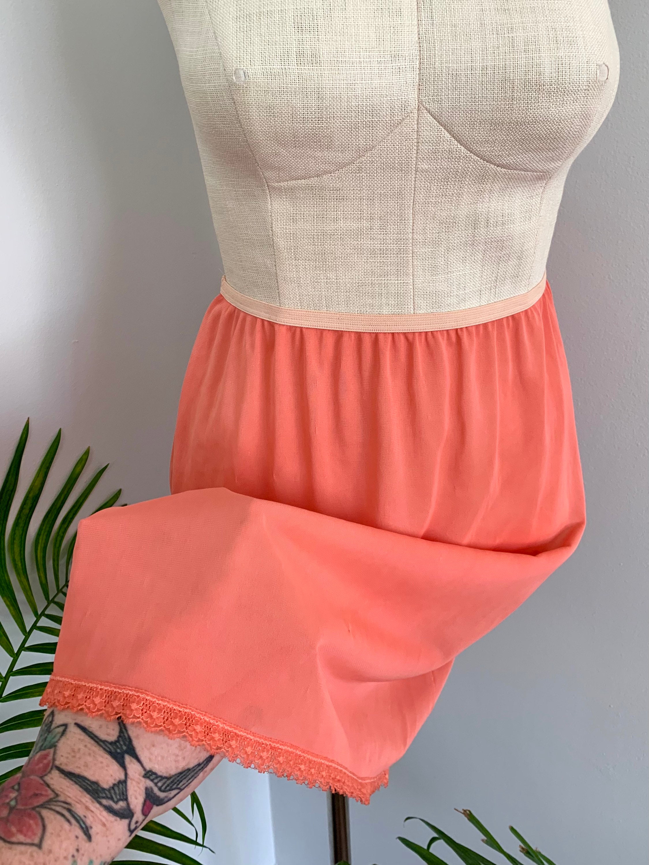 PATTI Vintage Hand Dyed Peach Skirt Slip Retro Pastel Nylon | Etsy