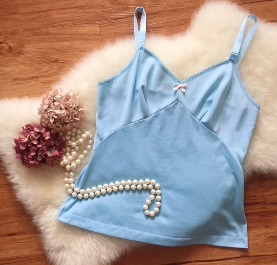 LOTTIE - vintage sky blue camisole, retro lingerie ta… - Gem