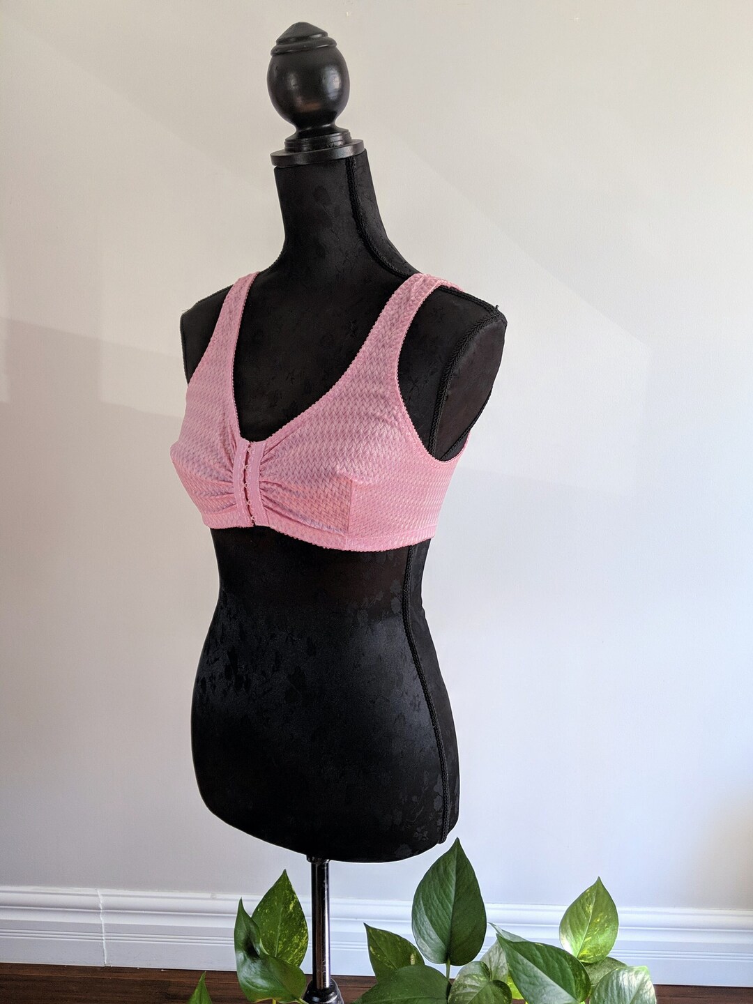 MAYLIA - Vintage Front Closing Soft Cup Bra, Retro Geometric Stretch ...