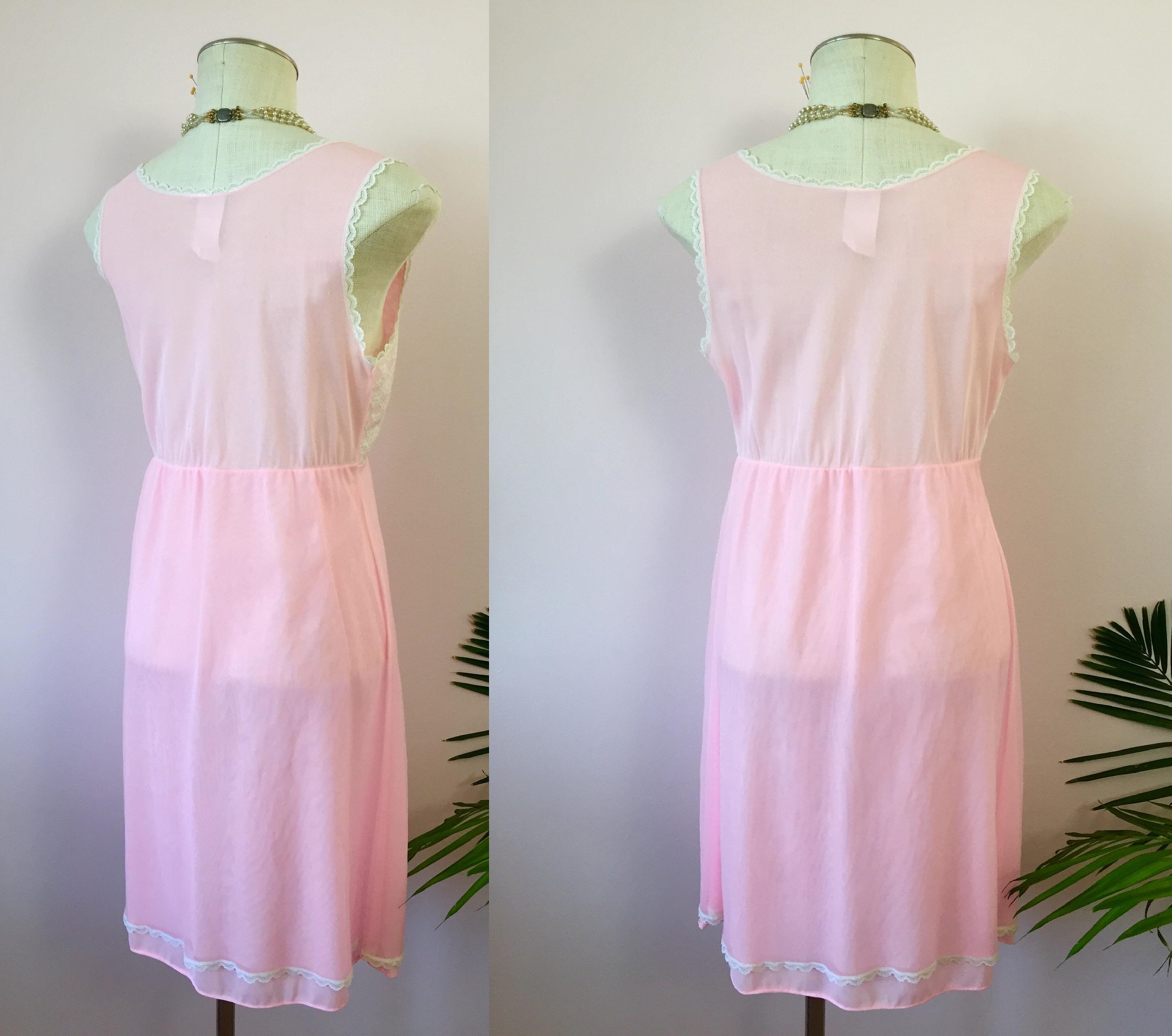SABRINA Vintage Pink Peignoir Set Fitted Nightie Flutter - Etsy Canada