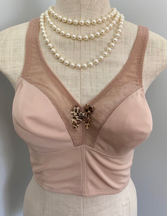 PHOEBE - vintage ivory longline bra, leopard print bo… - Gem