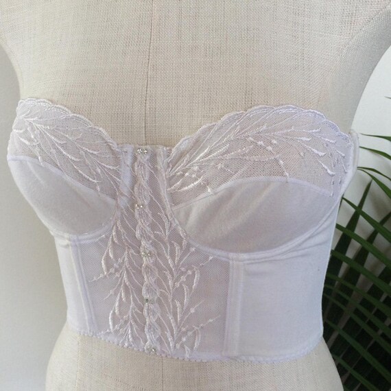 BESS - vintage longline bra, soft cotton and sheer la… - Gem