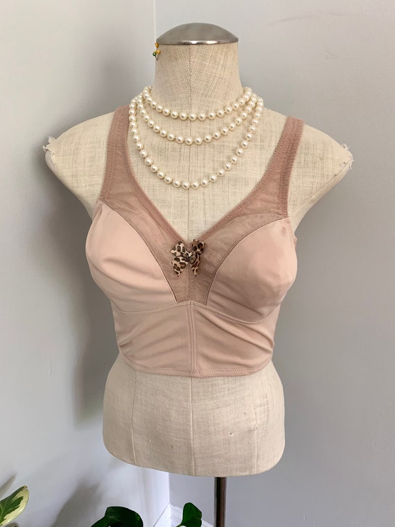 PHOEBE - vintage ivory longline bra, leopard print bo… - Gem