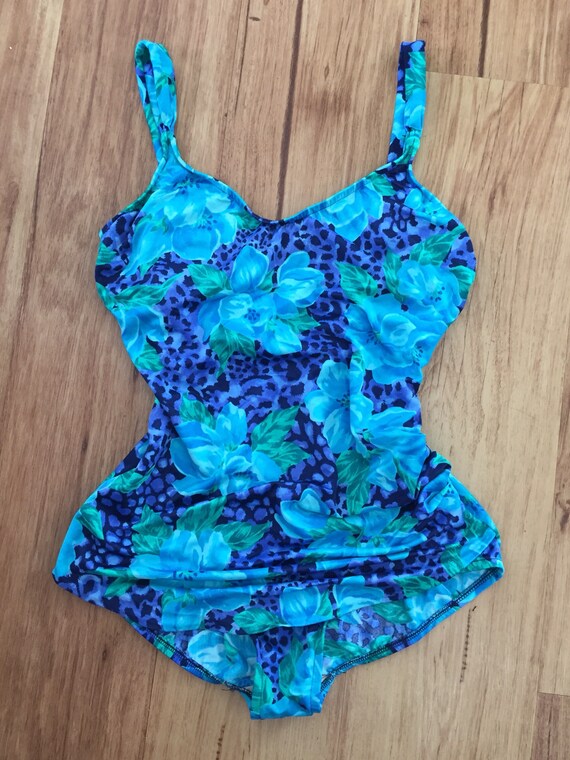 BLUE LEOPARD SWIMSUIT - vintage bombshell bathing sui… - Gem