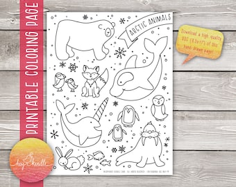 Arctic Animals Coloring Pages Booklet: Polar Bear, Penguin, Fox, Hare ...