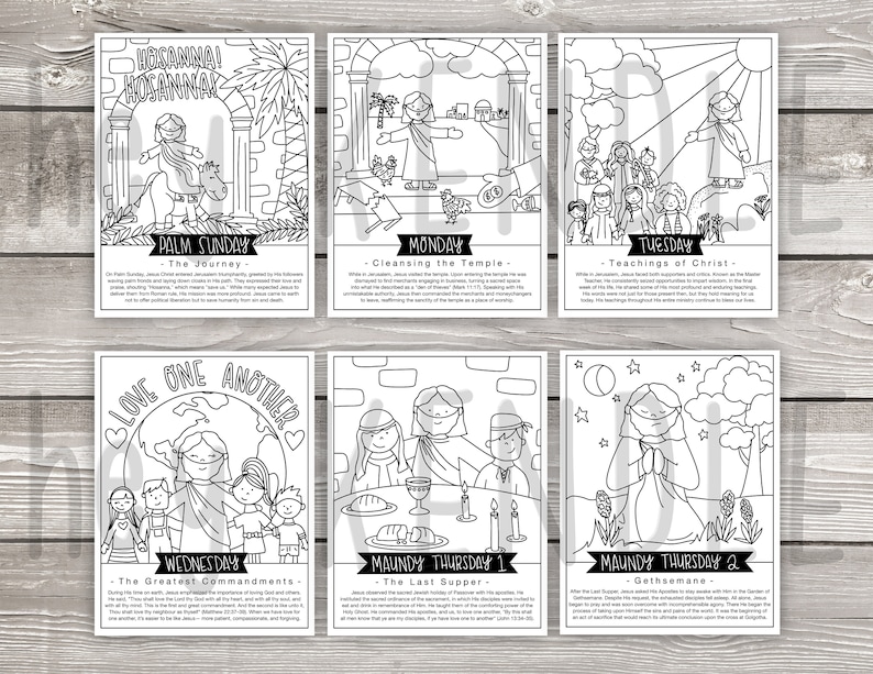 Holy Week & Easter Coloring Pages (instant Download) - Etsy