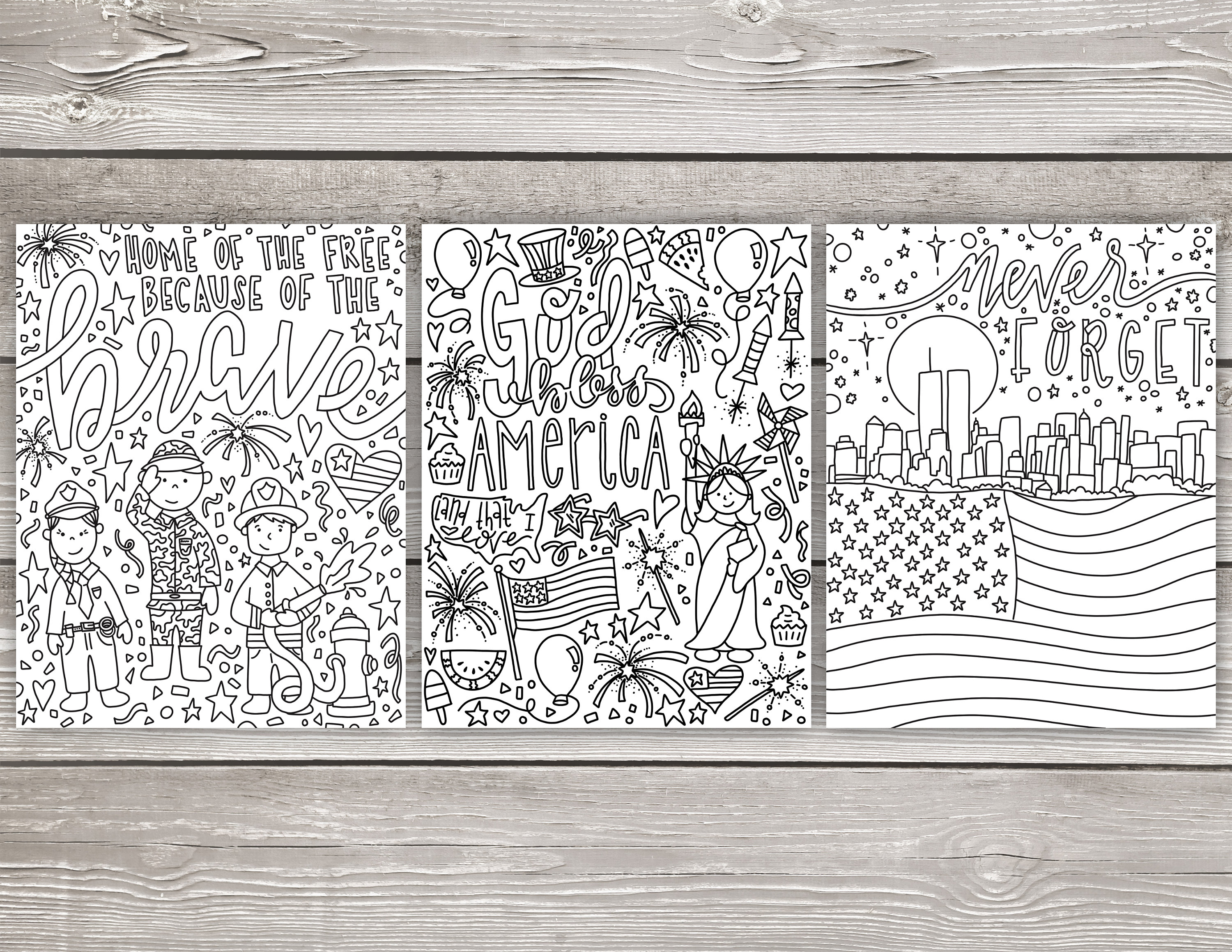Patriotic Coloring Pages - Instant Download (first Responders, 4th of ...