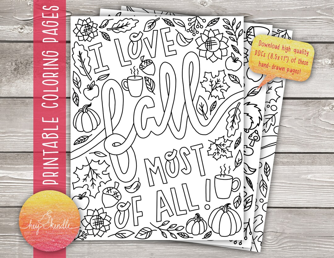 Fall Coloring Pages - Instant Download - (hand-drawn Featuring Pumpkins ...