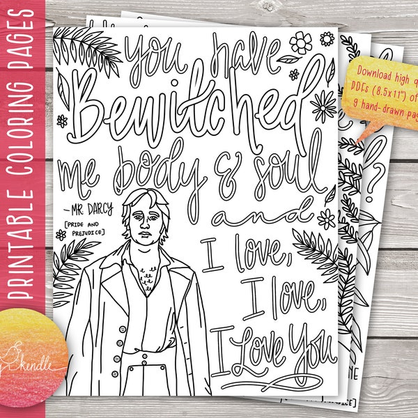 Pride and Prejudice Coloring Pages - Etsy