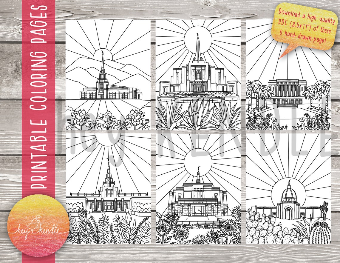 Arizona LDS Temples Coloring Pages (instant Download) - Etsy