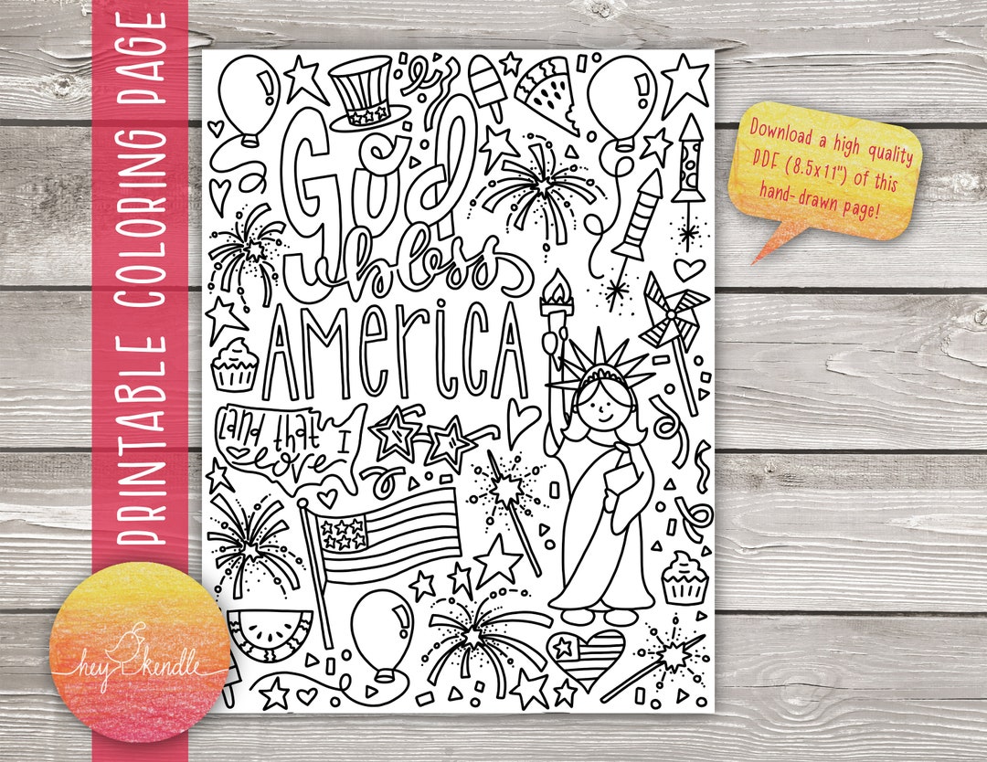 4th of July Coloring Page - Instant Download (patriotic, Independence ...
