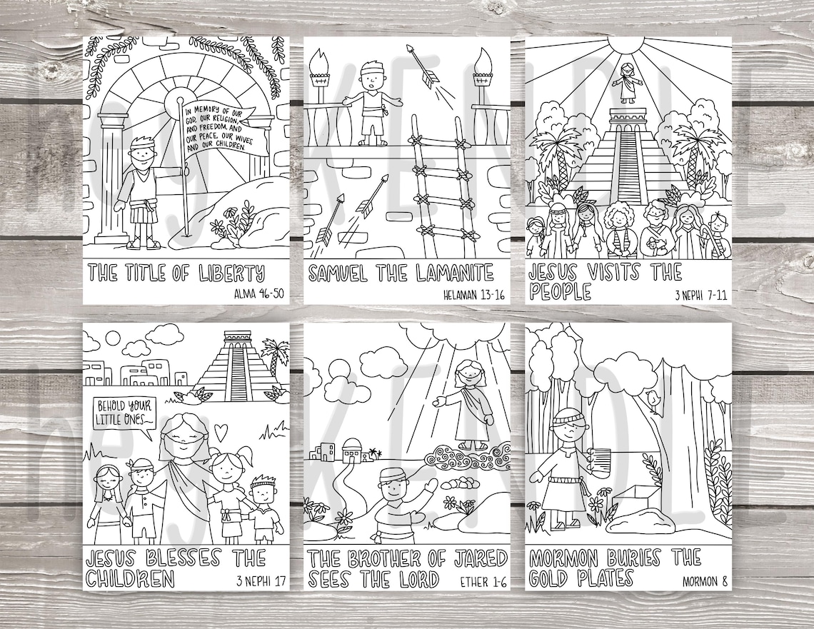 Book of Mormon Coloring Pages - INSTANT DOWNLOAD - 12 Unique Hand-drawn ...