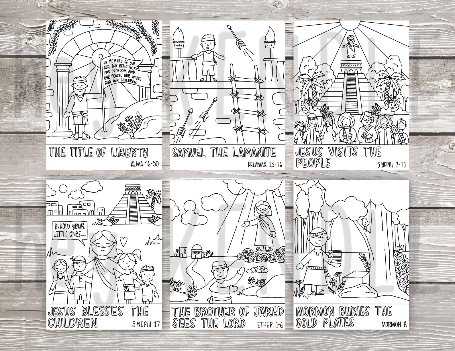 Book of Mormon Coloring Pages - INSTANT DOWNLOAD - 12 Unique Hand-drawn ...